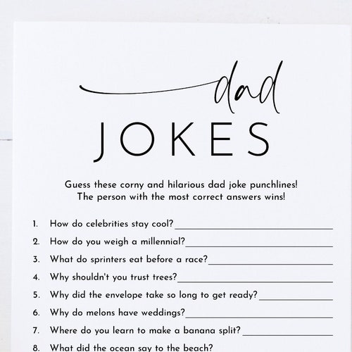 Dad Jokes Fun Baby Shower Game Hilarious Baby Shower Game Etsy Australia Dad Jokes Fun Baby Shower Game Hilarious Baby Shower Game Etsy Australia