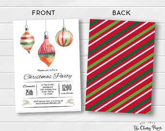 Rustic Christmas Party Invitation Holiday Party Template | Etsy