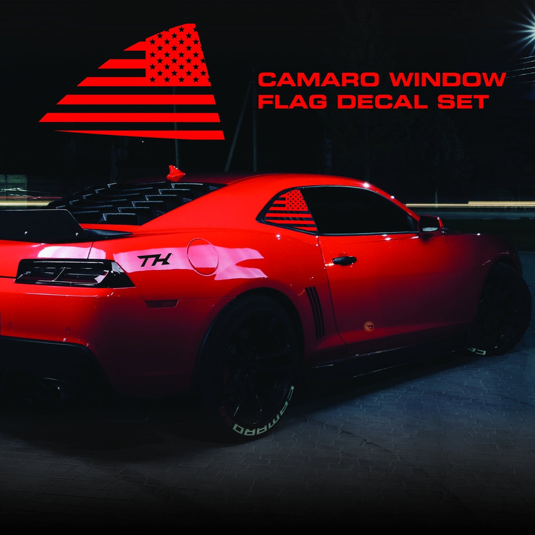 2014-2015 Chevy Camaro Window Flag Decals || Window Flag Chevy Camaro ...