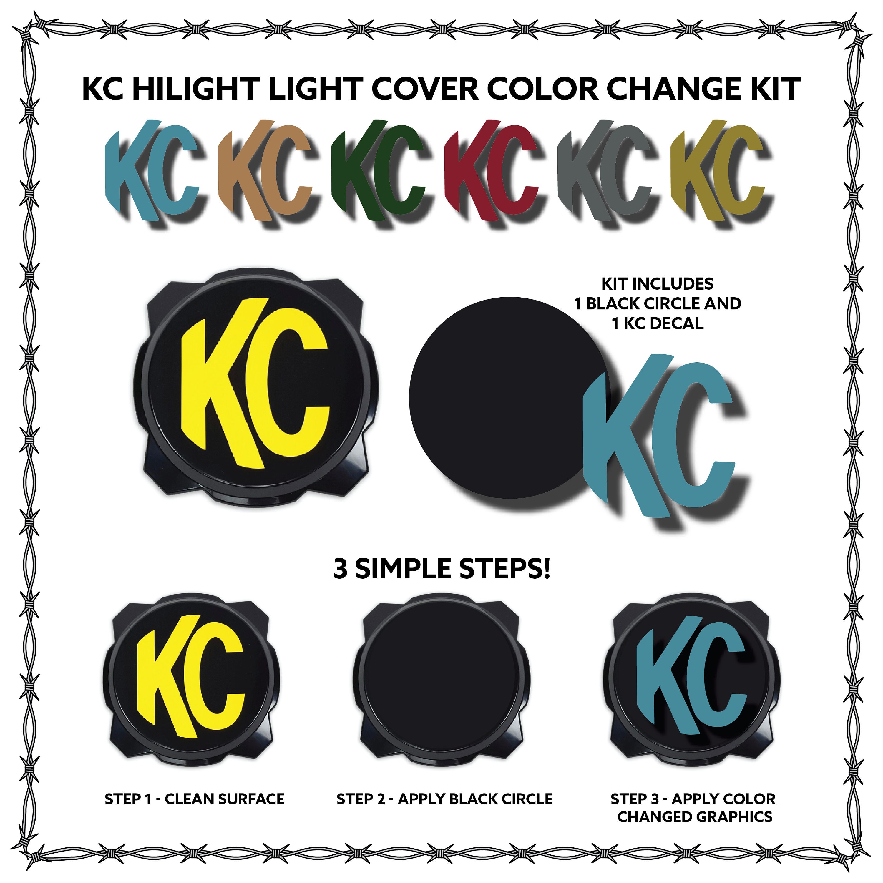 KC Hilites Light Cover Decal Color Change Kit - Etsy
