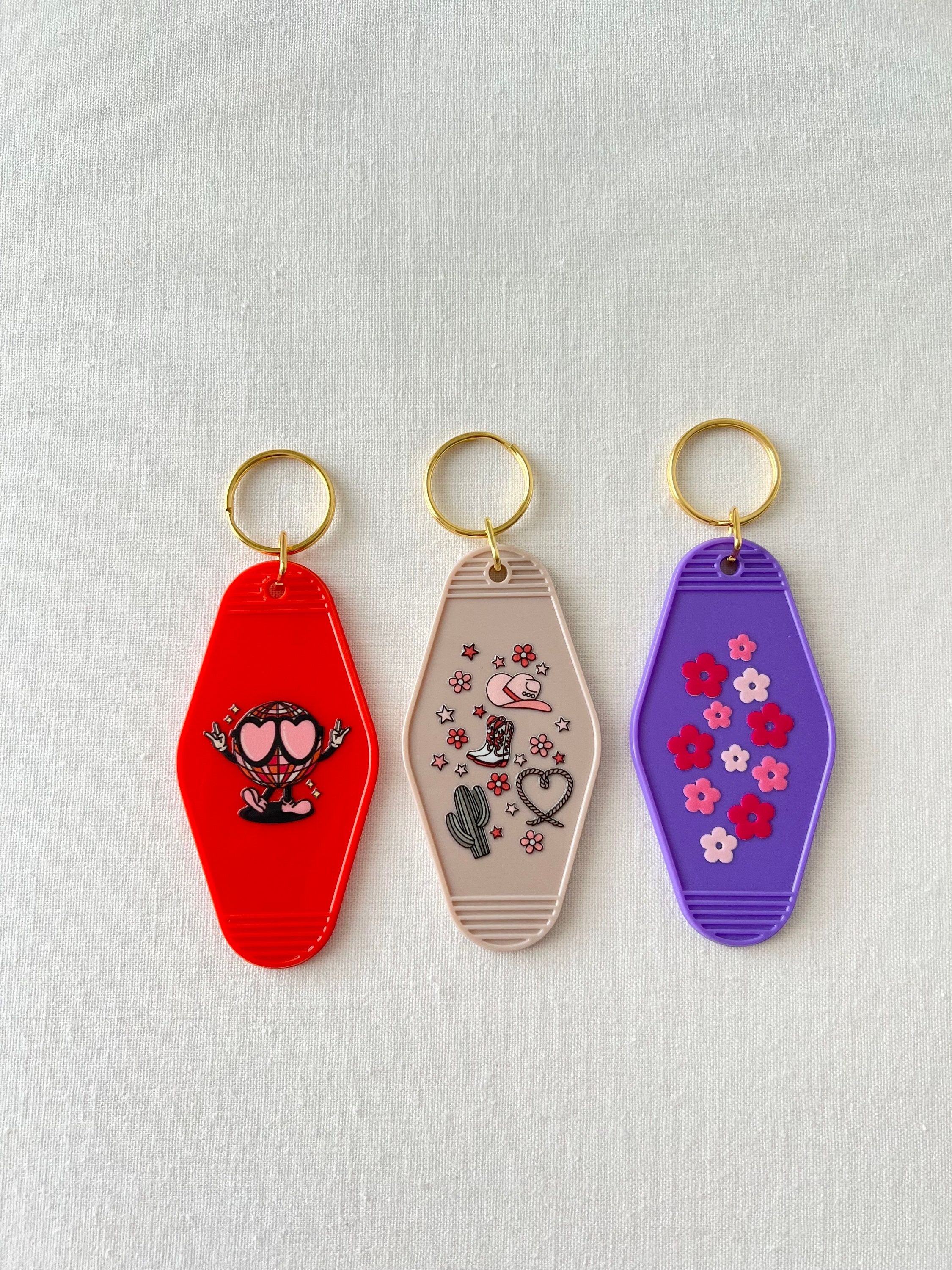 Cowgirl Boots and Heart Retro Hotel Keychain, Motel Keychain, Trendy ...