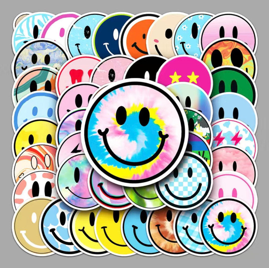 10 Random Smiley Face Stickers Smiley Face Waterbottle - Etsy