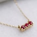 Ruby Necklace in Solid Gold 14K - 3 Red Stone Ruby Bar Necklace Layered ...