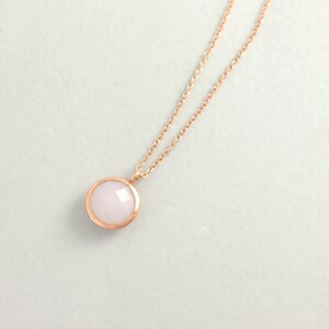Rose Quartz Necklace 14K Rose Gold Chain Natural Genuine Gemstone ...