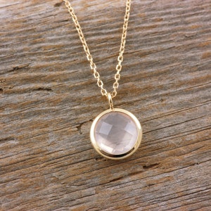 Rose Quartz Necklace 14K Rose Gold Chain Natural Genuine Gemstone ...