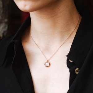 Rose Quartz Necklace - 14K Rose Gold Chain Natural Genuine Gemstone ...