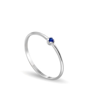 Simple Sapphire Ring 14K Gold - Natural Blue Gemstone Solitaire Ring ...