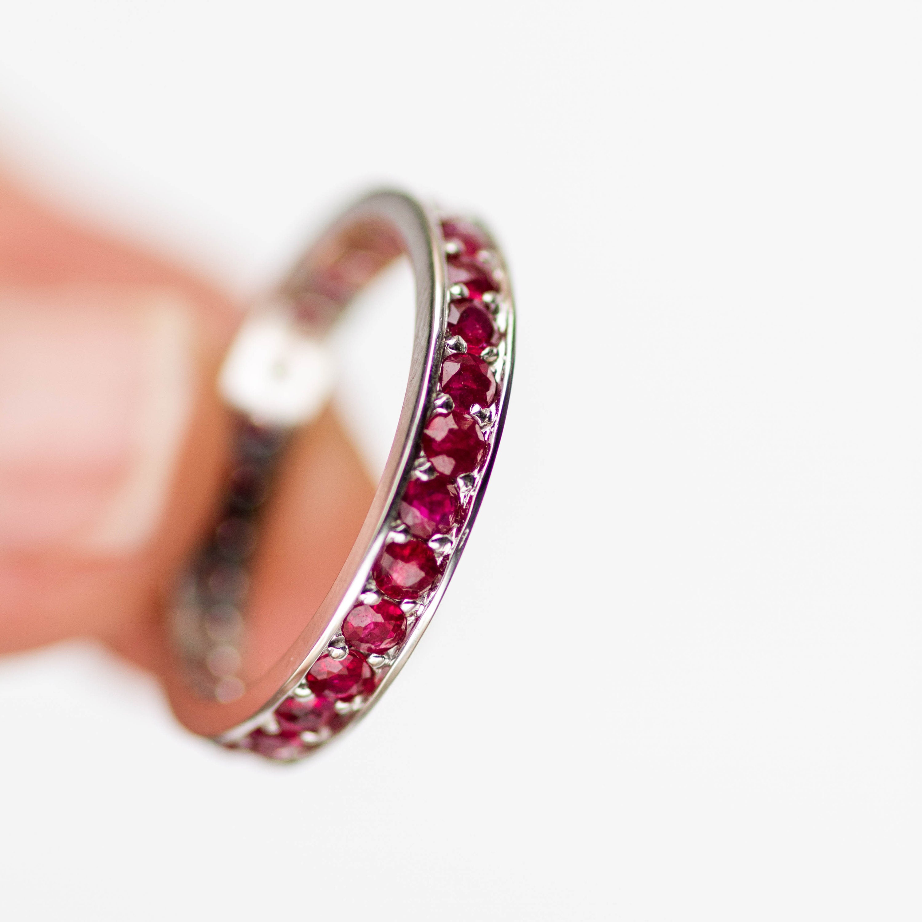 Ruby Eternity Ring Band 14K White Gold Stacking Natural Red | Etsy