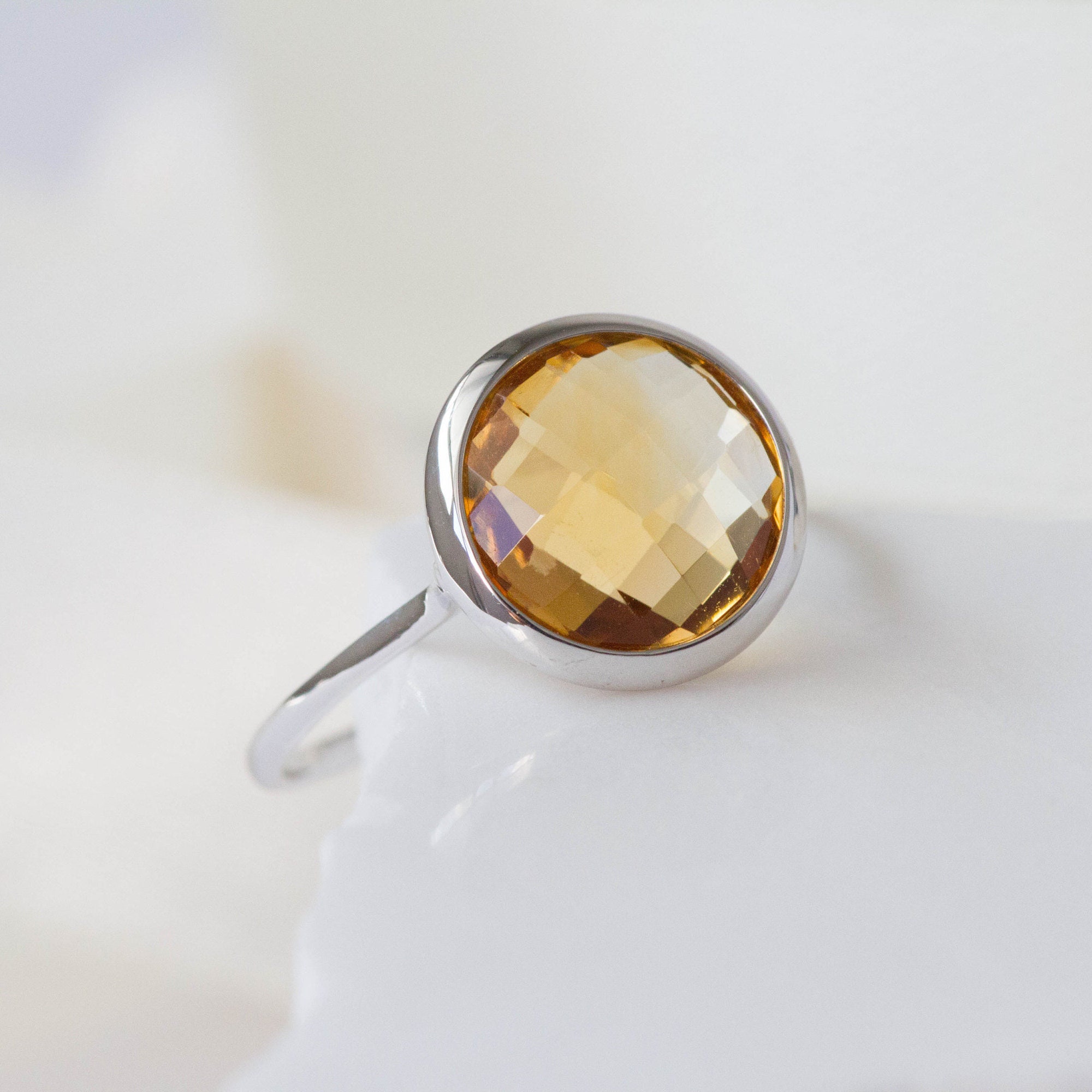 November Birthstone Citrine Ring 14K White Gold 8mm 10mm - Gold Ring ...