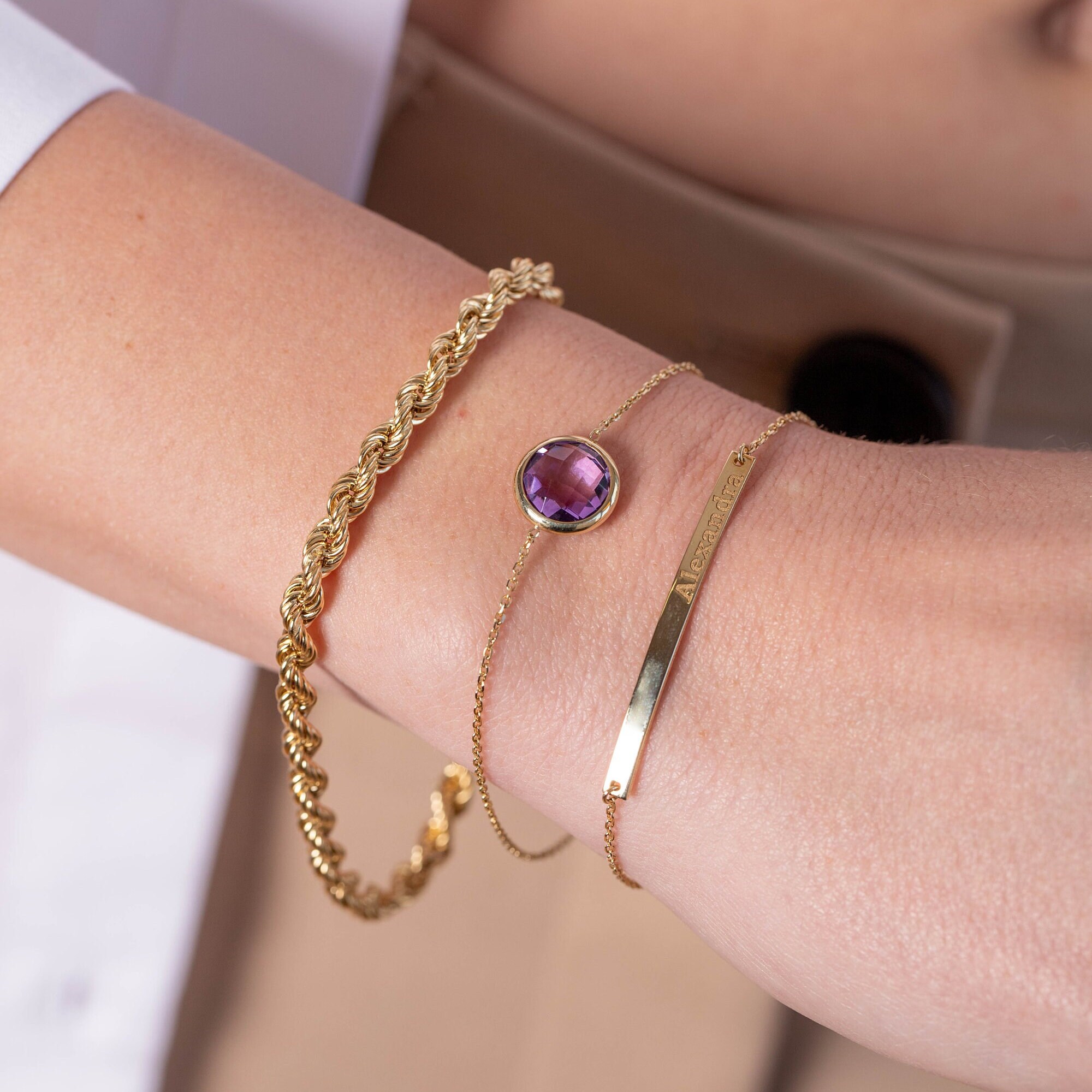 Custom Bar Bracelet 14K Solid Gold Personalized Engraved | Etsy