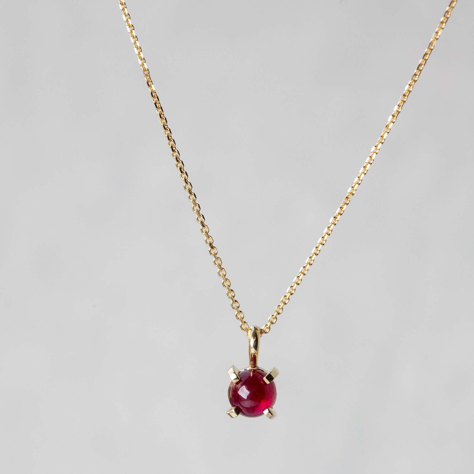 Ruby Pendant Necklace 14K Solid Gold – Minimalist July Birthstone ...