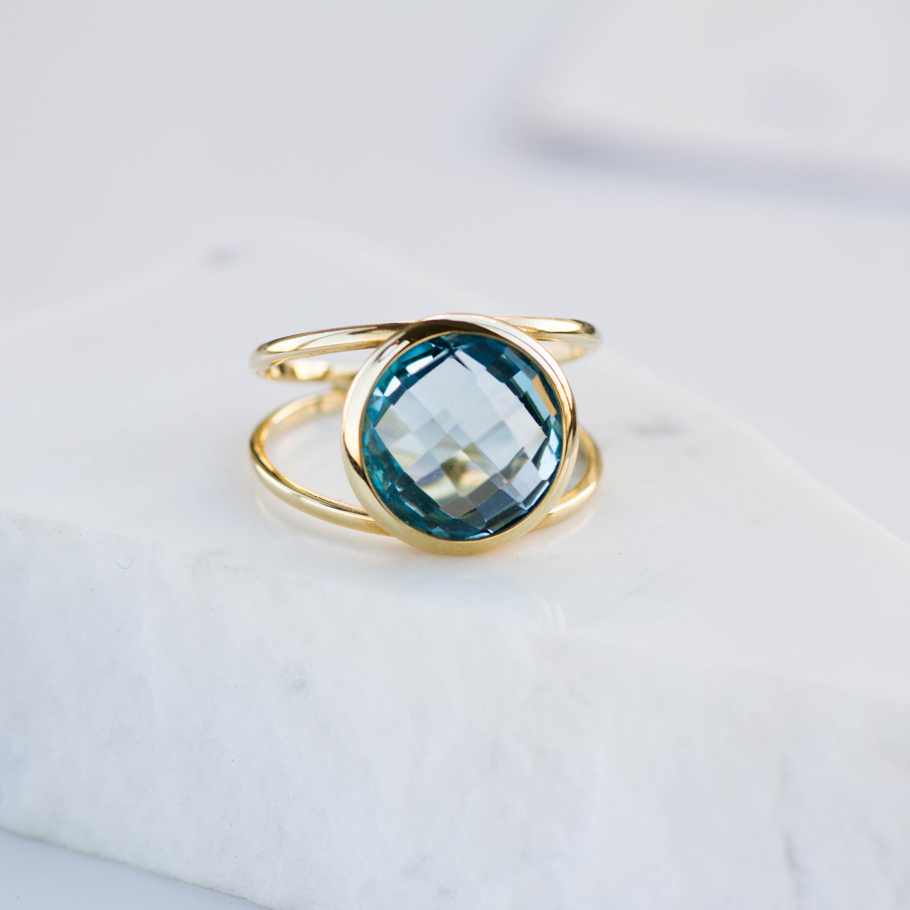 Blue Topaz 14K Gold Ring – December Birthstone, Handmade GR00011 - Etsy