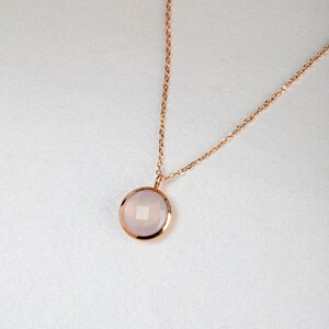 Rose Quartz Necklace - 14K Rose Gold Chain Natural Genuine Gemstone ...