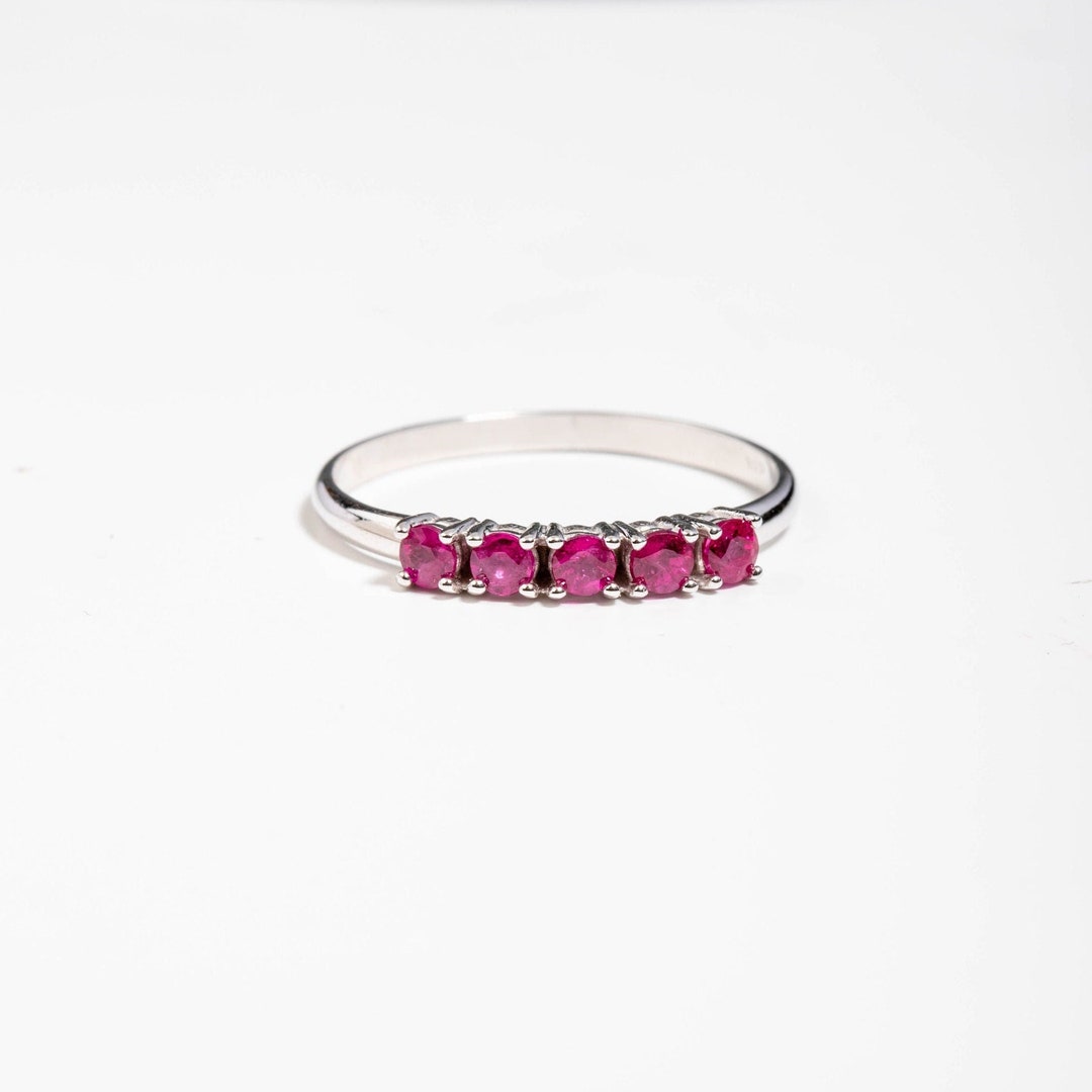 Ruby Ring for Women 14K White Gold Stacking Natural Ruby - Etsy