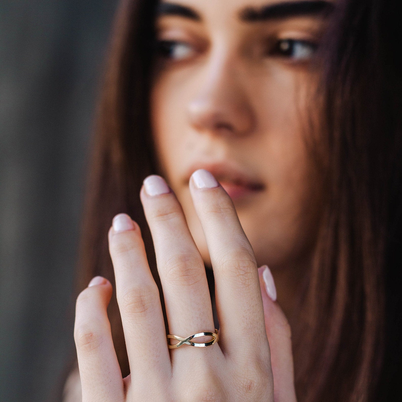Solid Gold Crossover Ring – Wavy Wedding Band, Stacking Ring - Etsy