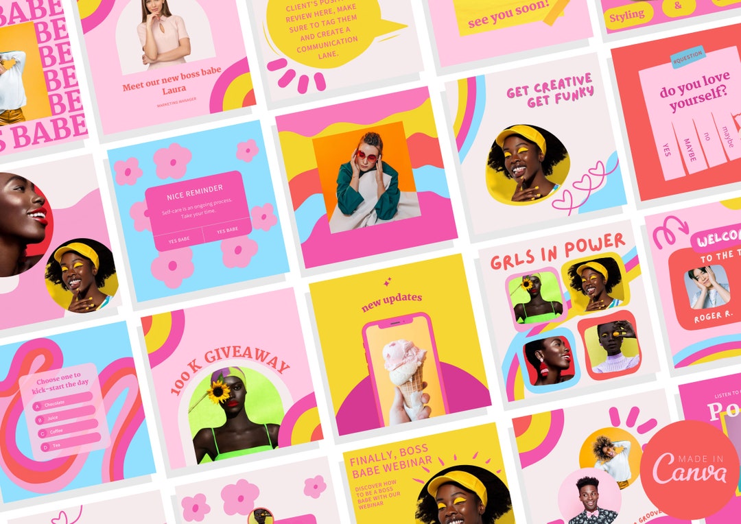 50 Colorful Groovy Instagram Post Templates | Engagement Boost Posts ...