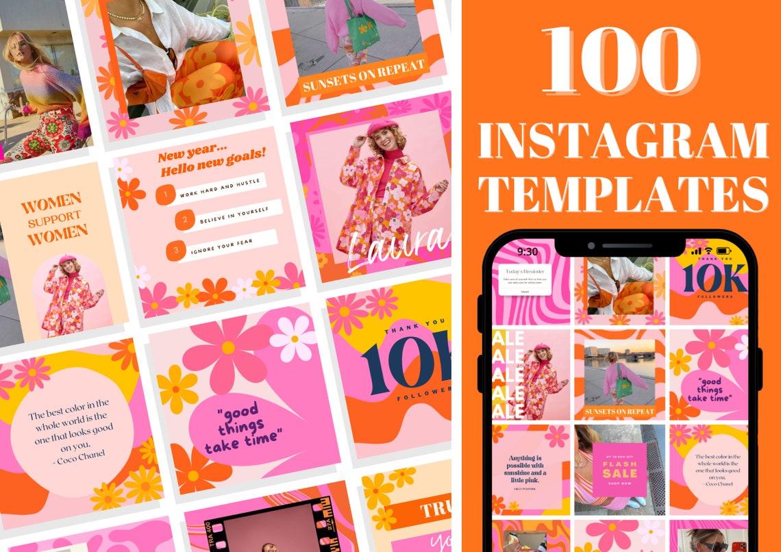 100 Colorful Instagram Post Templates | Groovy |engagement Boost Posts ...