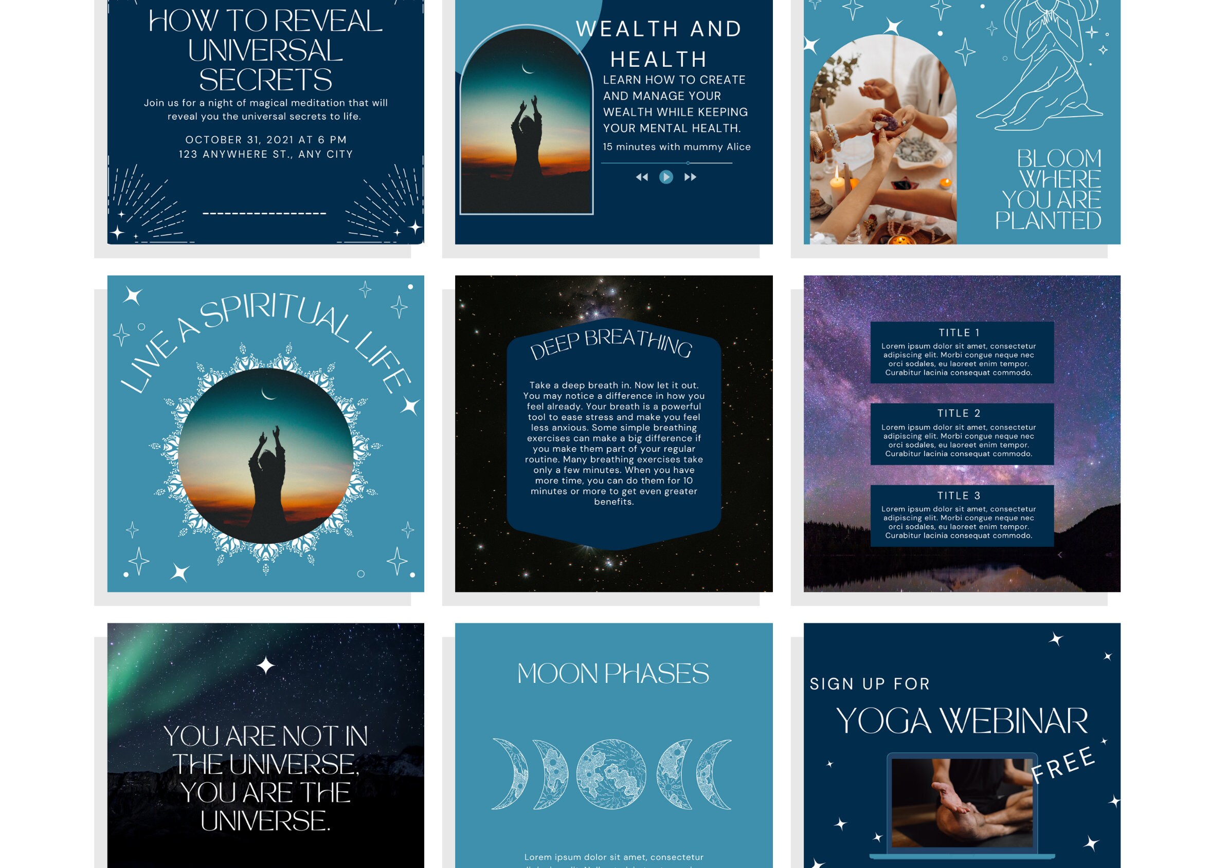 100 Spiritual Entrepreneur | Meditation Yoga Instagram Post Templates ...