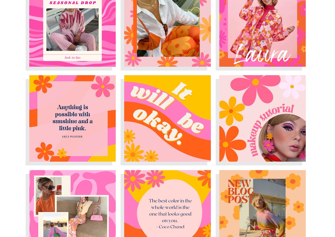 100 Colorful Instagram Post Templates | Groovy |engagement Boost Posts ...