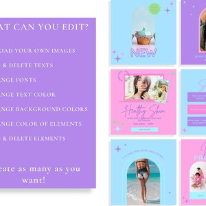 50 Bright Neon Colorful Instagram Post Templates | Engagement Boost ...