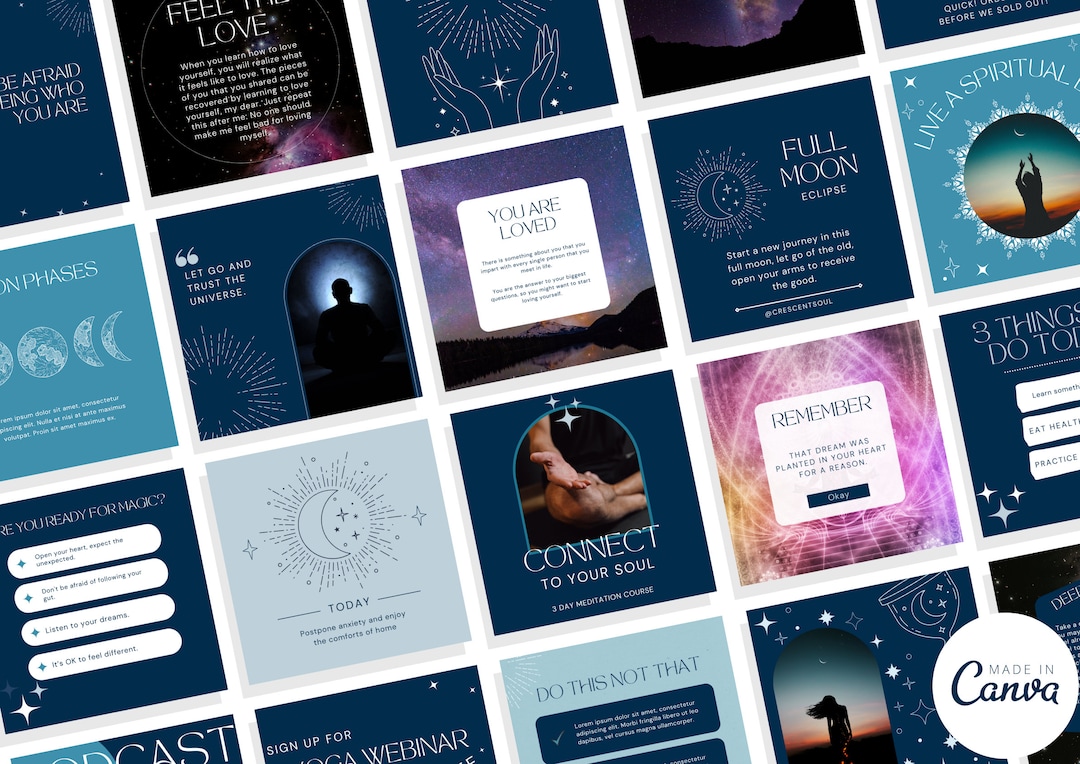 100 Spiritual Entrepreneur | Meditation Yoga Instagram Post Templates ...