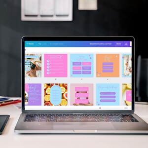 50 Bright Neon Colorful Instagram Post Templates | Engagement Boost ...