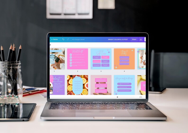 50 Bright Neon Colorful Instagram Post Templates Engagement - Etsy