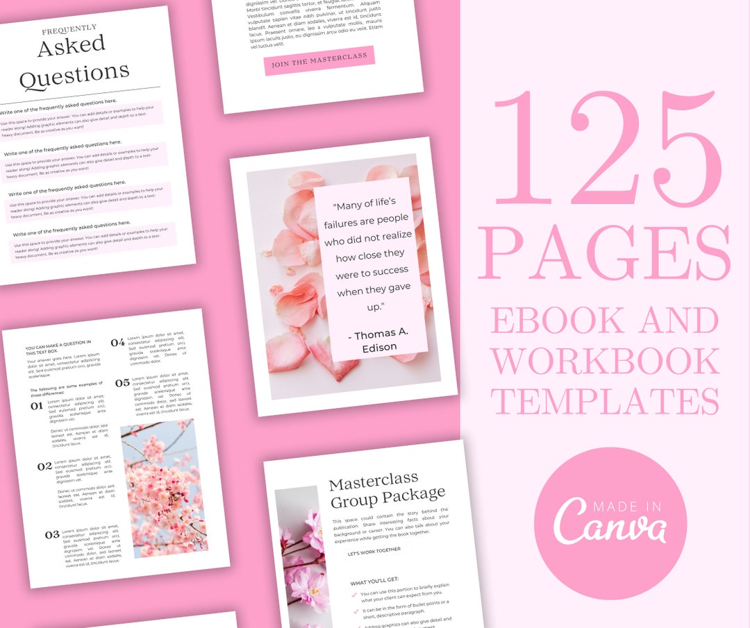 Ebook & Workbook Canva Template | Pink Shades | Lead Magnet | Course ...