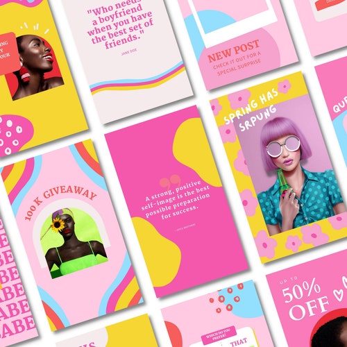 30 Colorful Groovy Instagram Story Templates / Engagement | Etsy