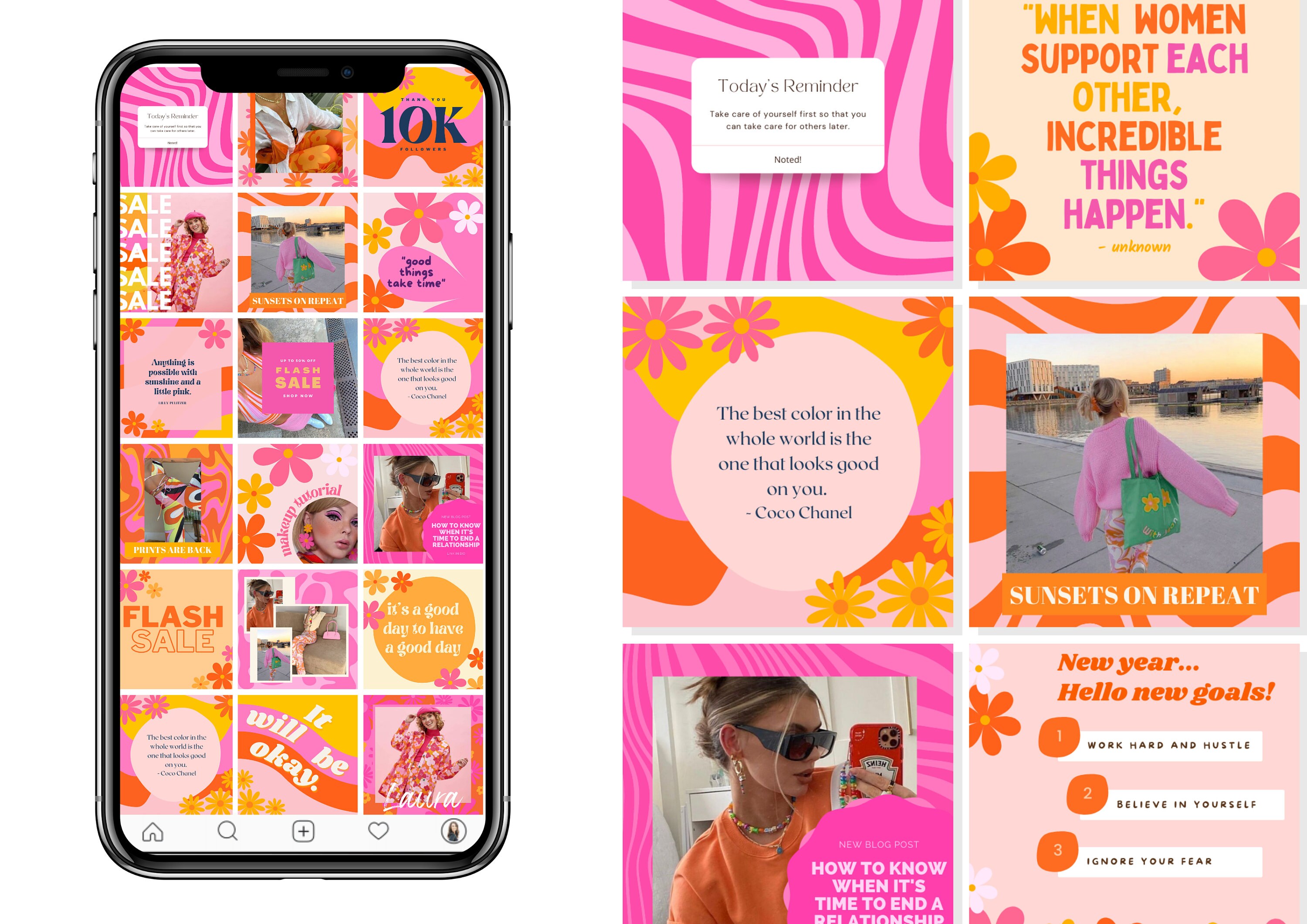 100 Colorful Instagram Post Templates | Groovy |engagement Boost Posts ...