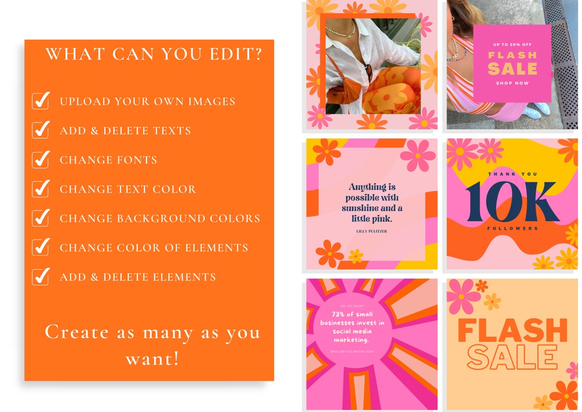100 Colorful Instagram Post Templates | Groovy |engagement Boost Posts ...