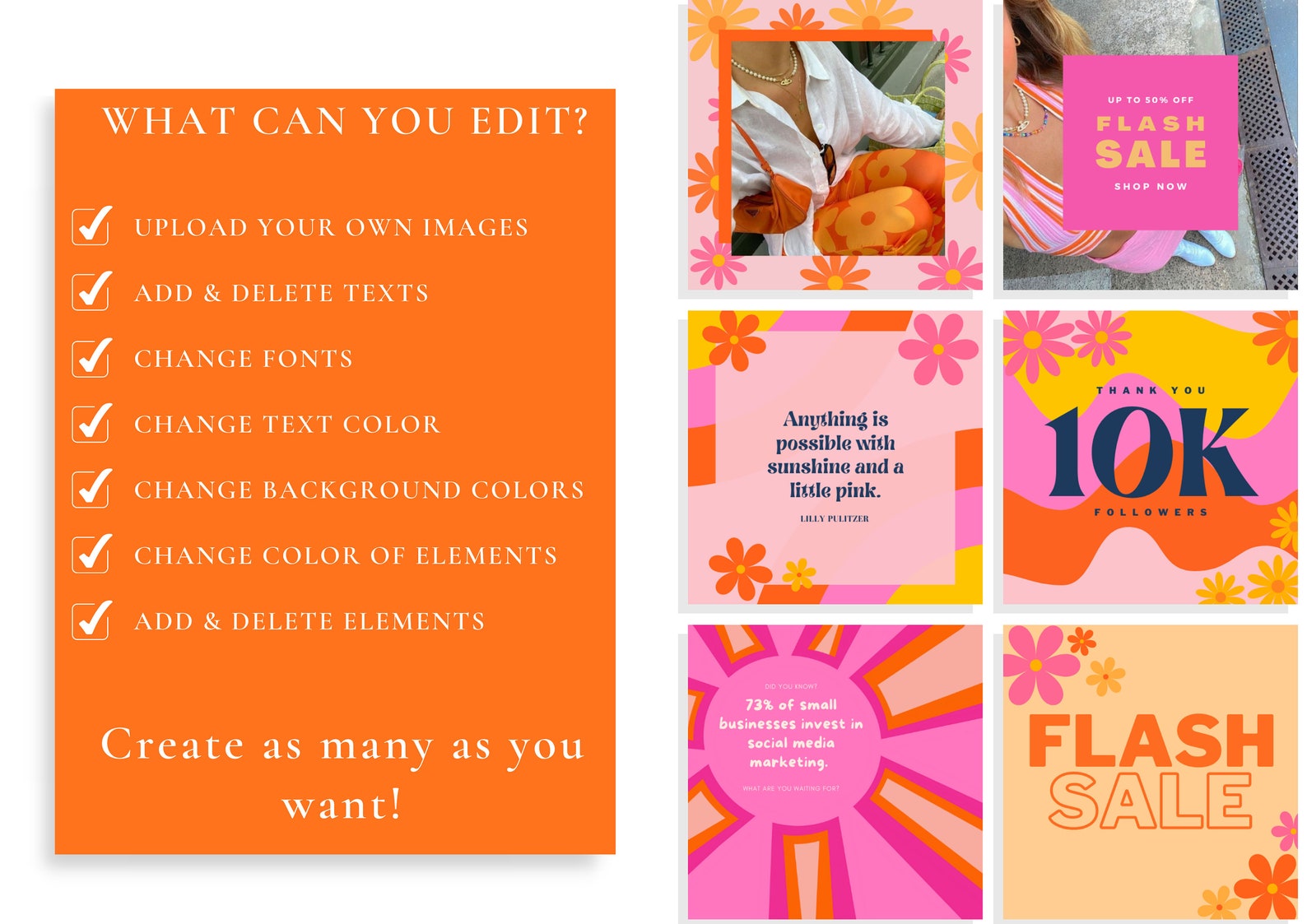 100 Colorful Instagram Post Templates Groovy engagement - Etsy