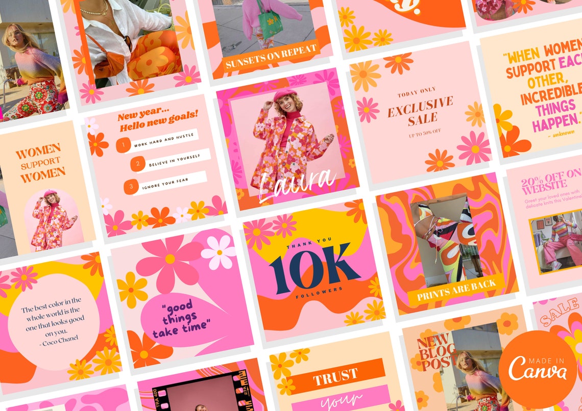 100 Colorful Instagram Post Templates | Groovy |engagement Boost Posts ...