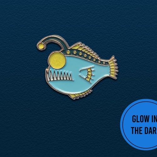 Anglerfish in a Jar Enamel Pin glows in the Dark - Etsy