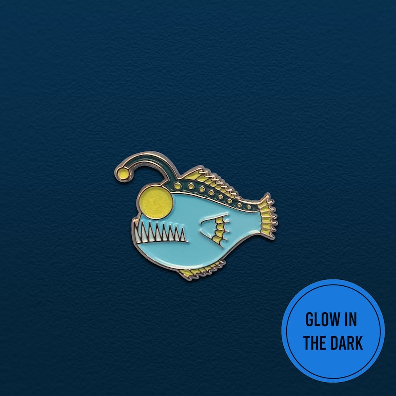 Bioluminescence, Glow in the Dark Anglerfish Angler Fish Enamel Pin ...