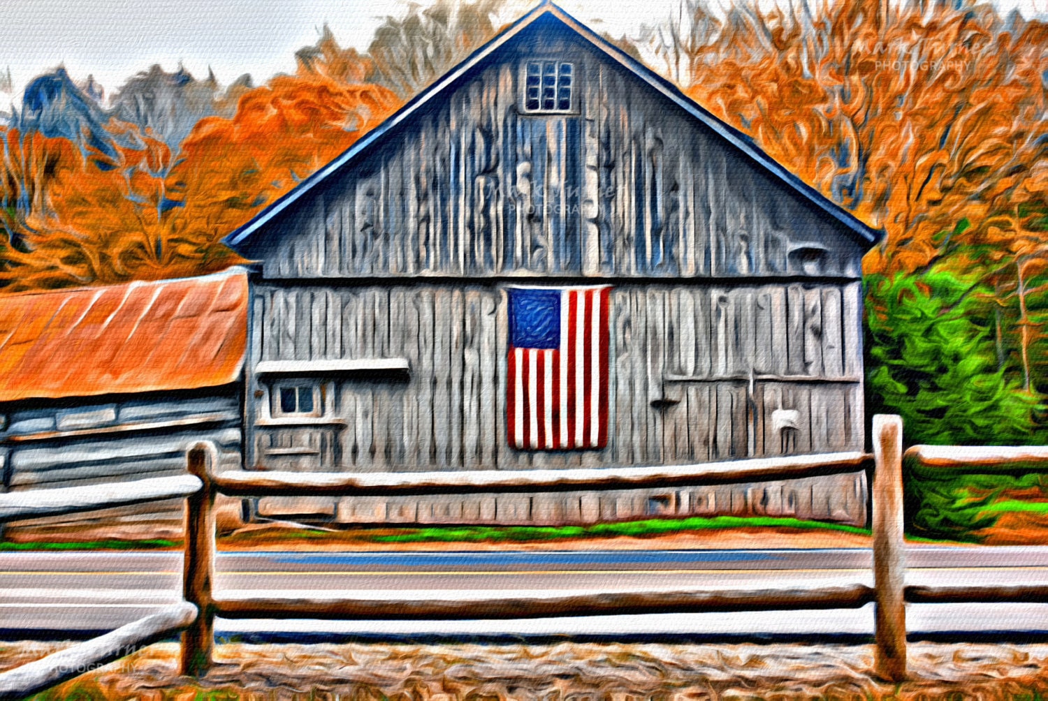 Barn, Flag, Old Glroy, Fall Colors, New England Photography, Fine Art ...