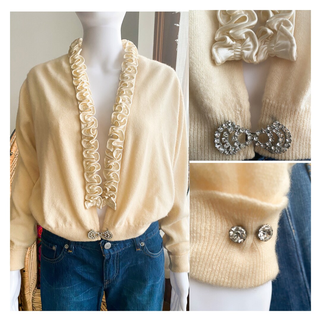 Vintage 50s Midcentury Luxe Cream Cashmere Cardigan Cozy Minimalist ...
