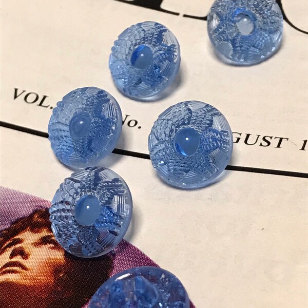 Antique Blue Glass Buttons - Etsy