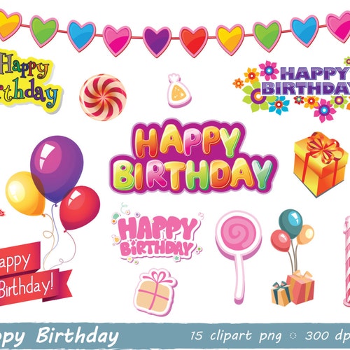 BIRTHDAY PARTY Digital Clipart Instant Download Illustration - Etsy