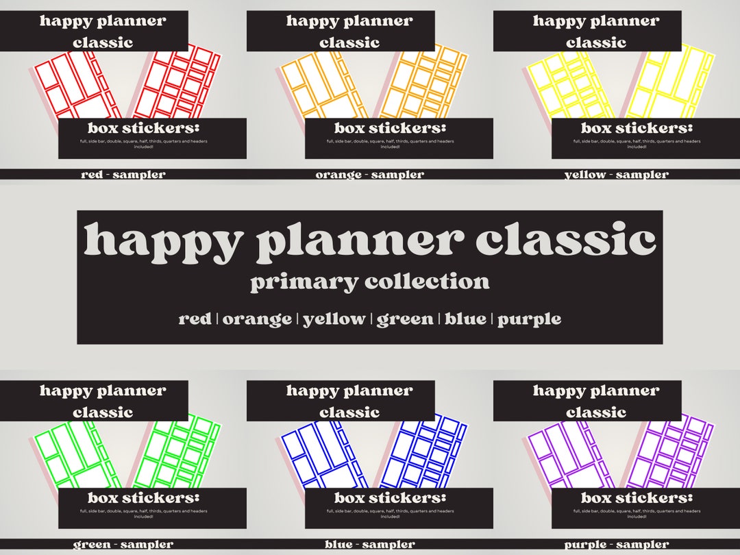 Primary Collection Sampler All Sized Boxes Happy Planner Classic ...