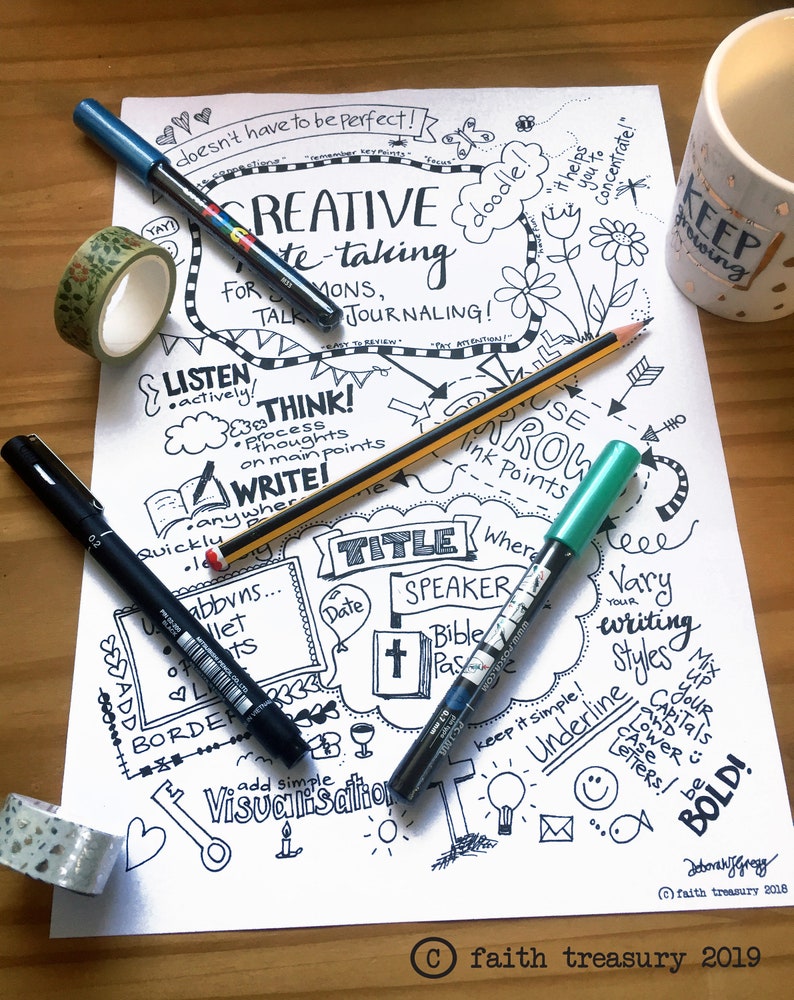 Creative Note Taking Ideas for talks sermons and journaling | Etsy