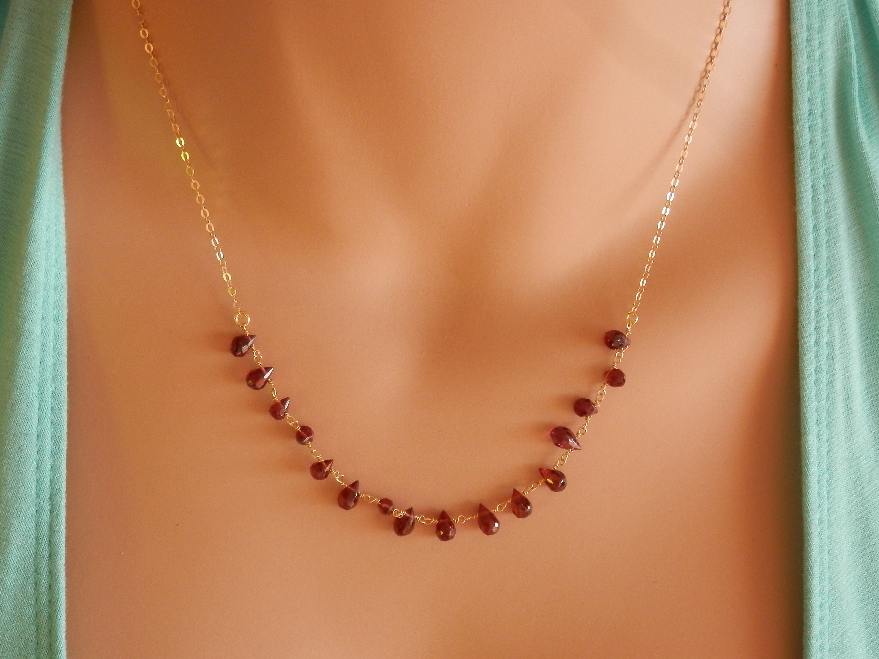 Garnet Necklace Gold Garnet January Birthstone Garnet Necklace Rosary ...