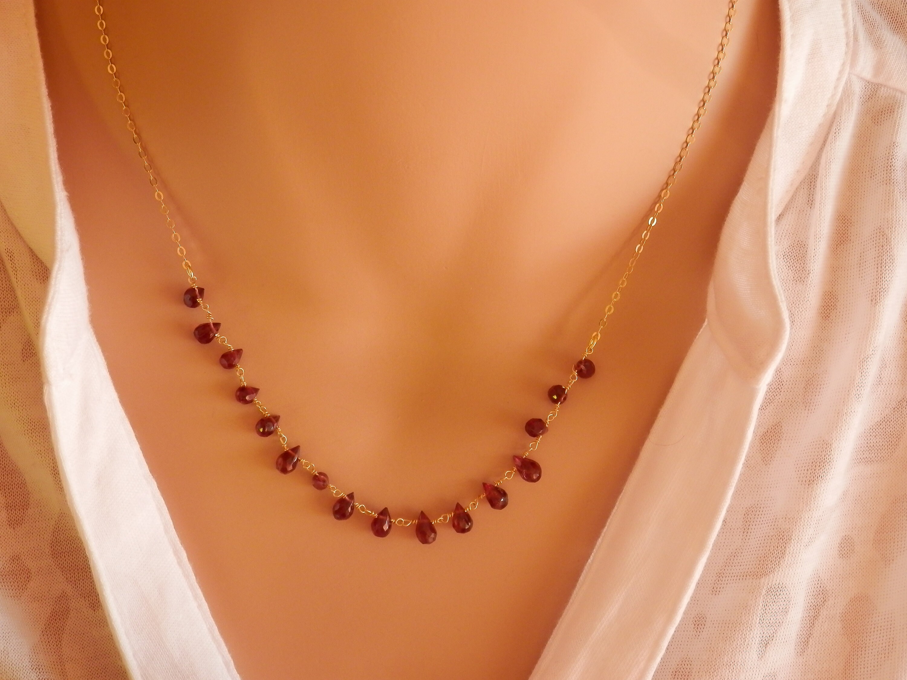 Garnet Necklace Gold Garnet January Birthstone Garnet Necklace Rosary ...