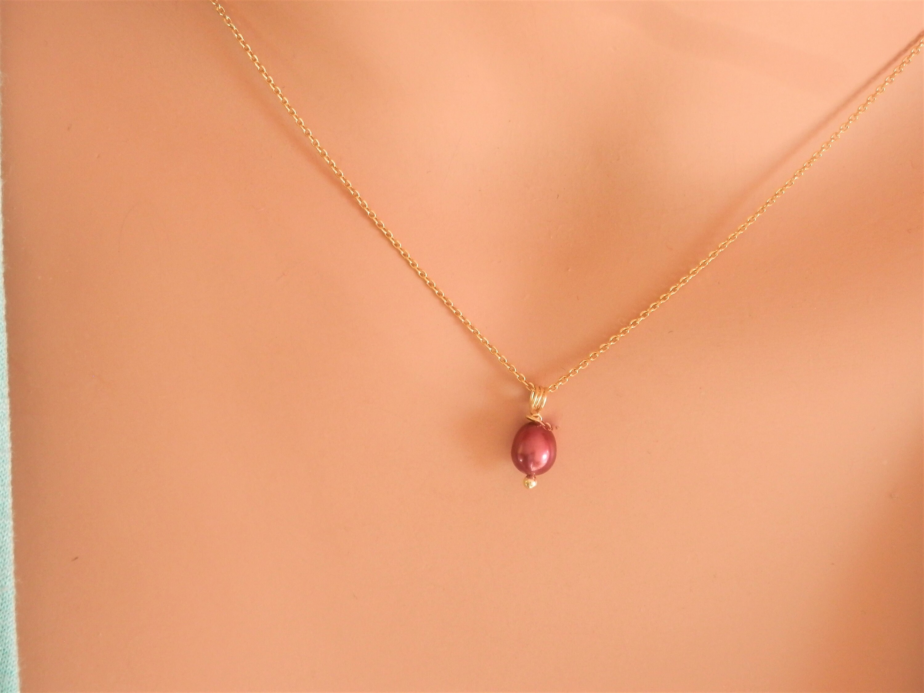 Red pearl necklace ruby pearl necklace drop pearl necklace | Etsy