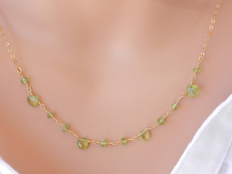 August Birthstone Necklace Peridot Necklace Gold August Birthday ...