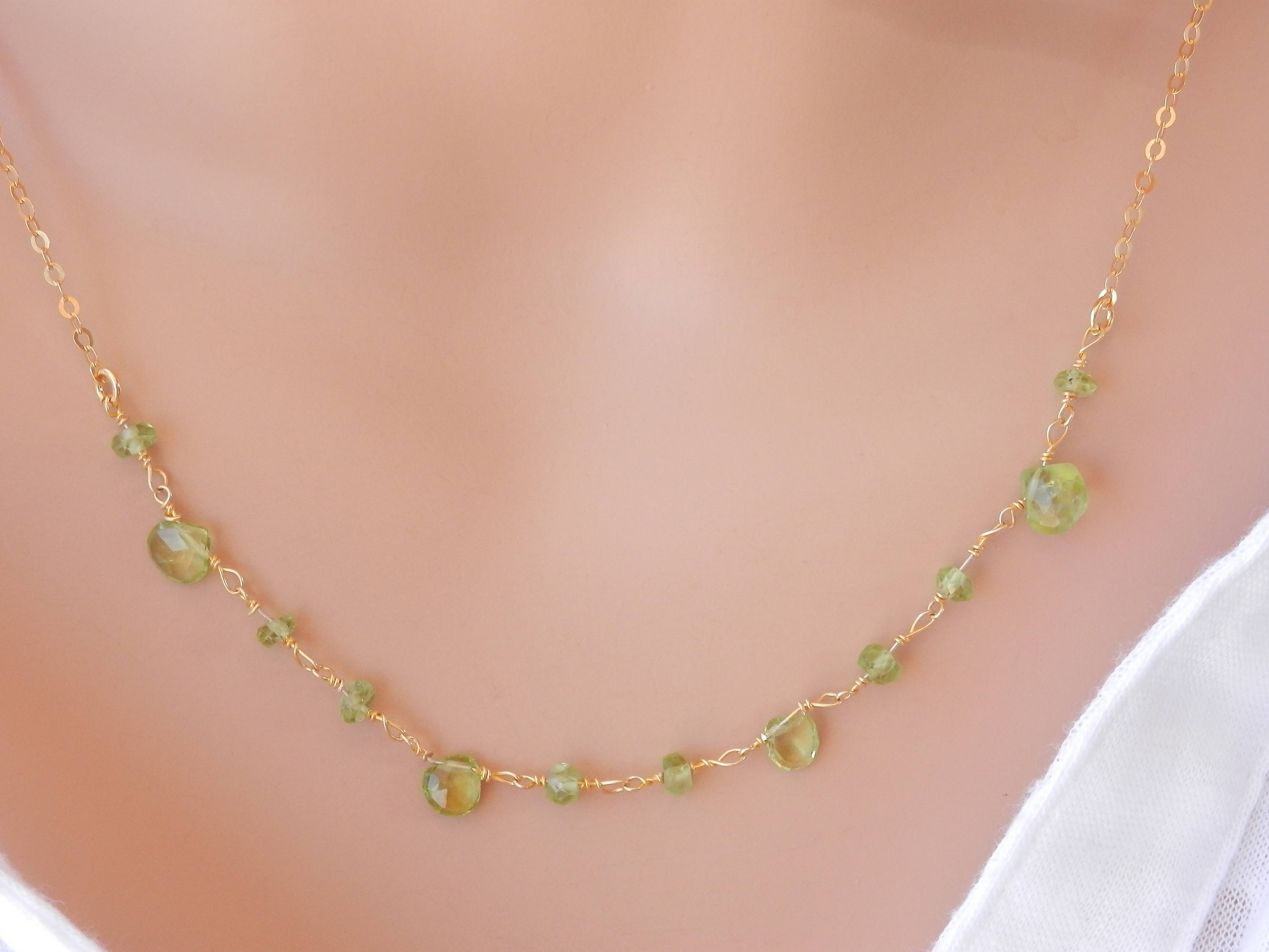 August Birthstone Necklace Peridot Necklace Gold August - Etsy
