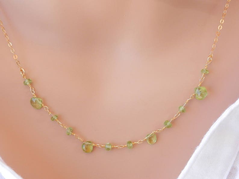 August Birthstone Necklace Peridot Necklace Gold August - Etsy