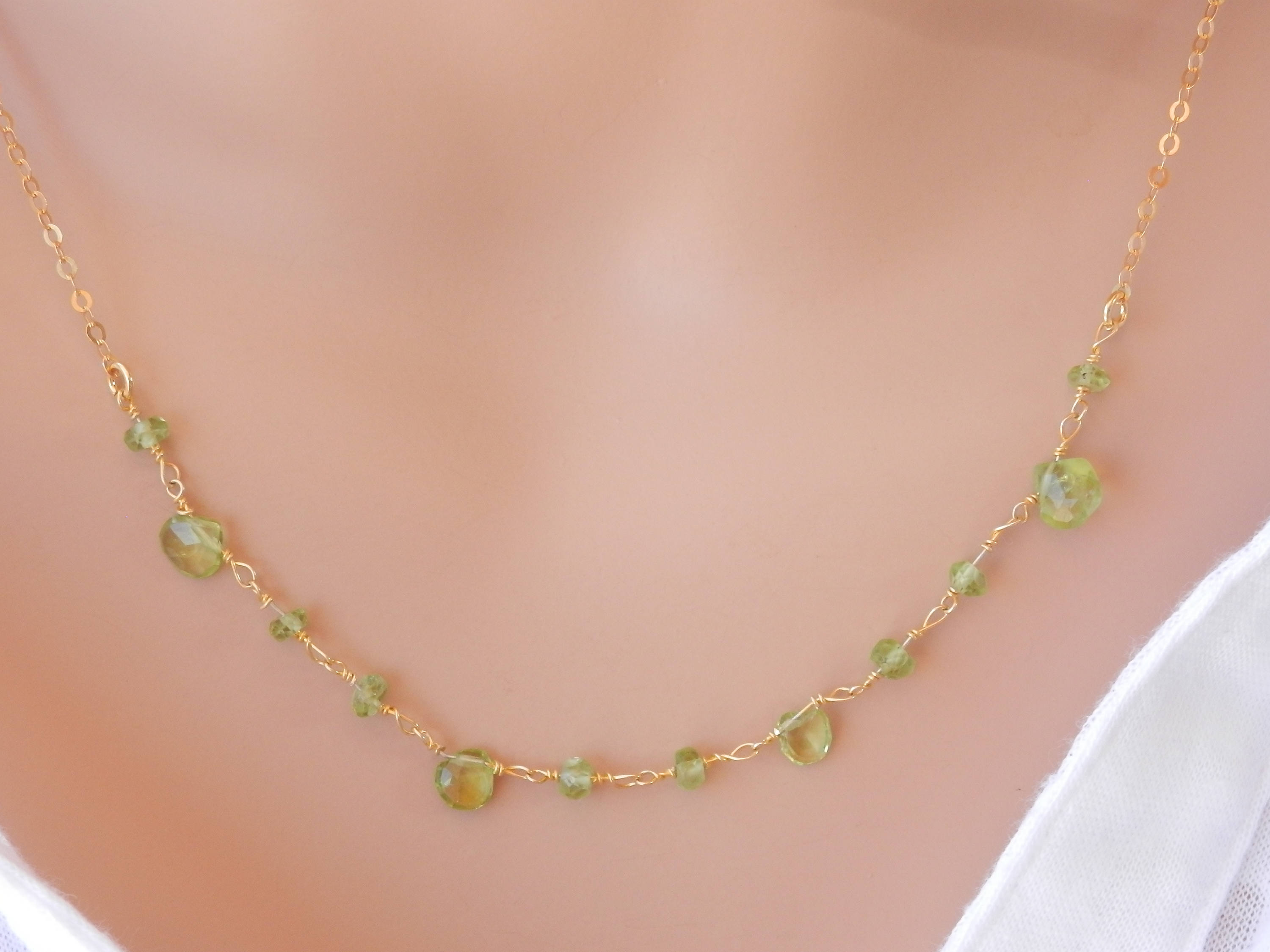August Birthstone Necklace Peridot Necklace Gold August - Etsy