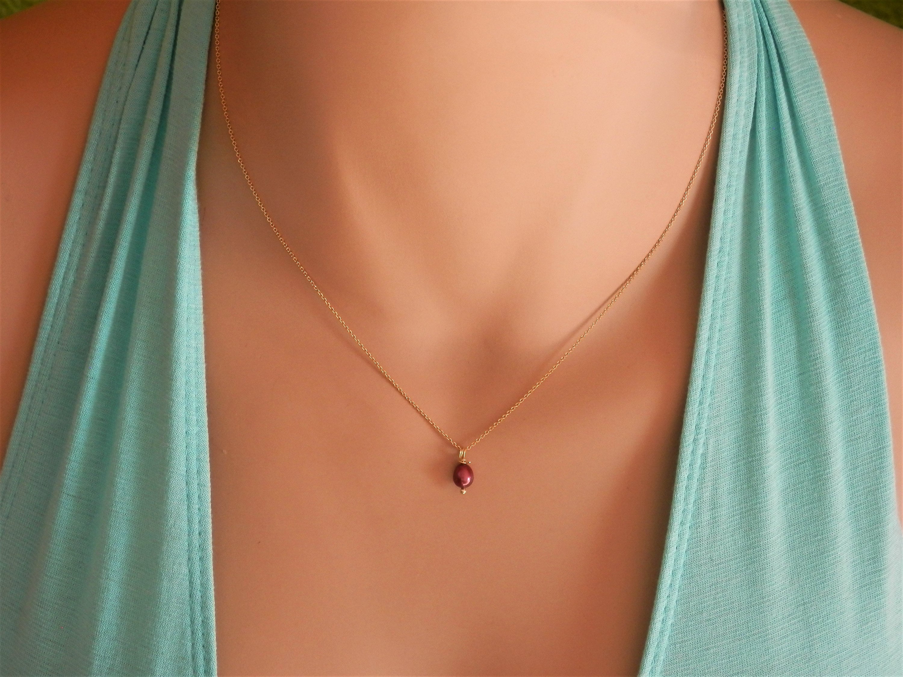 Red pearl necklace ruby pearl necklace drop pearl necklace | Etsy