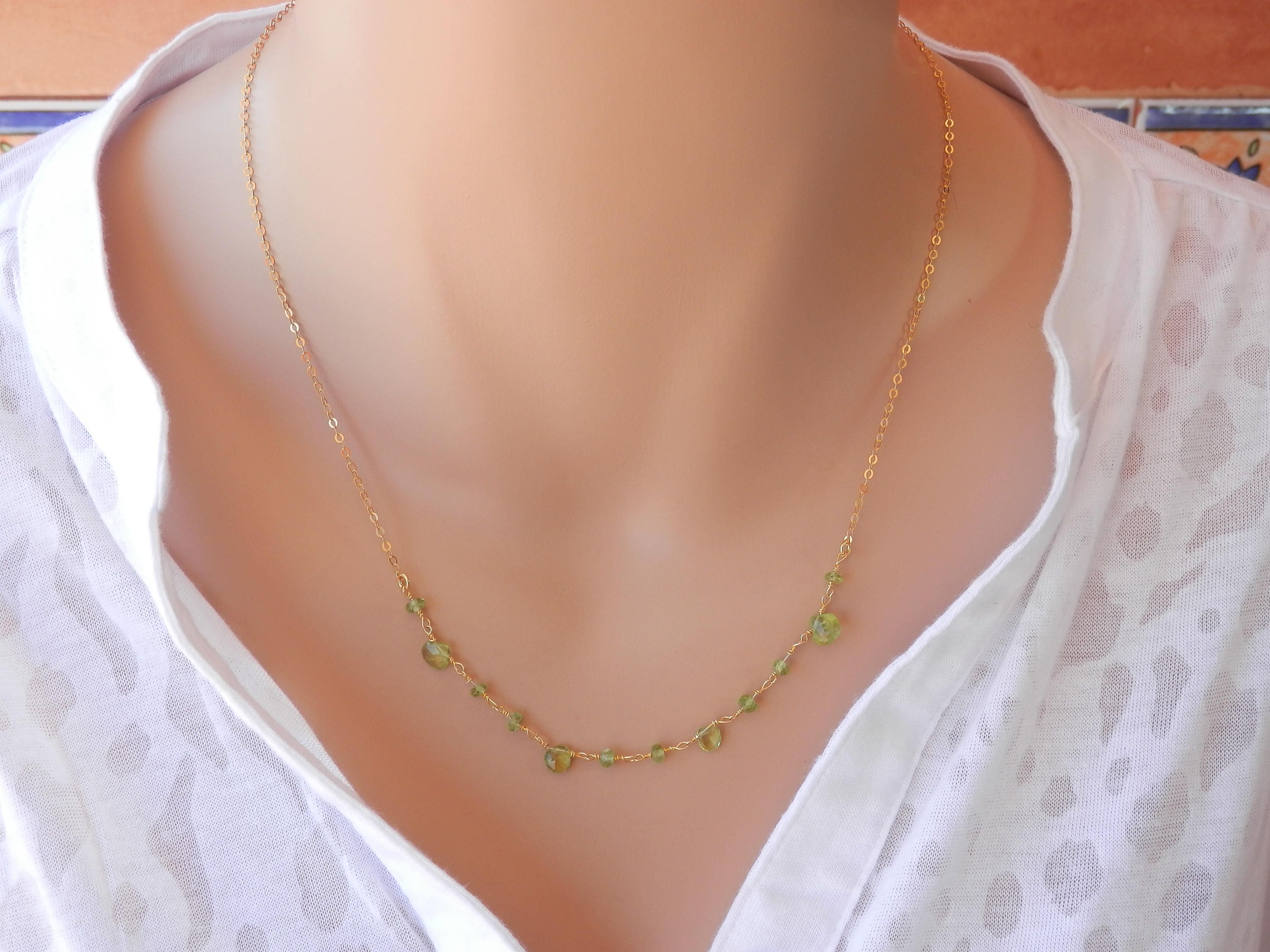 August Birthstone Necklace Peridot Necklace Gold August Birthday ...